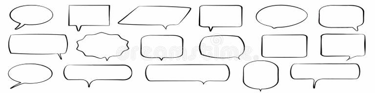 Hand Drawn Speech Bubbles Blank Dialogue Boxes Comic Book Style Text ...