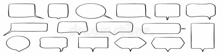 Hand Drawn Speech Bubbles Comic Book Dialogue Text Boxes Blank ...