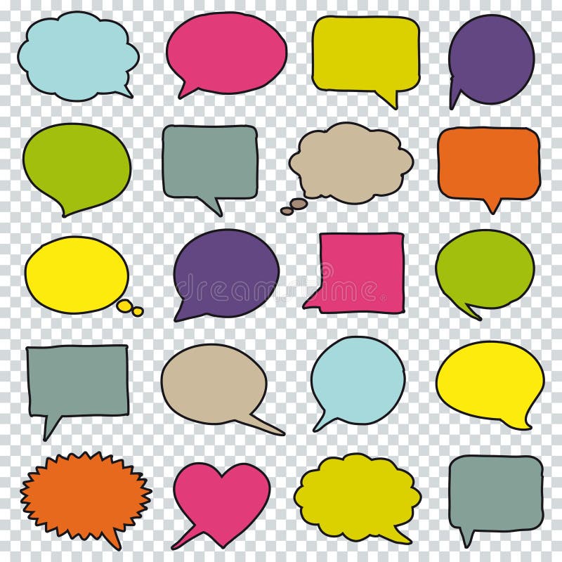 Hand Drawn Speech Bubbles on a Transparent Background Stock Vector ...