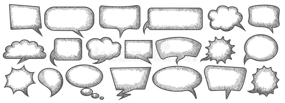 Hand Drawn Speech Bubbles Sketch Stock Illustration - Illustration of ...