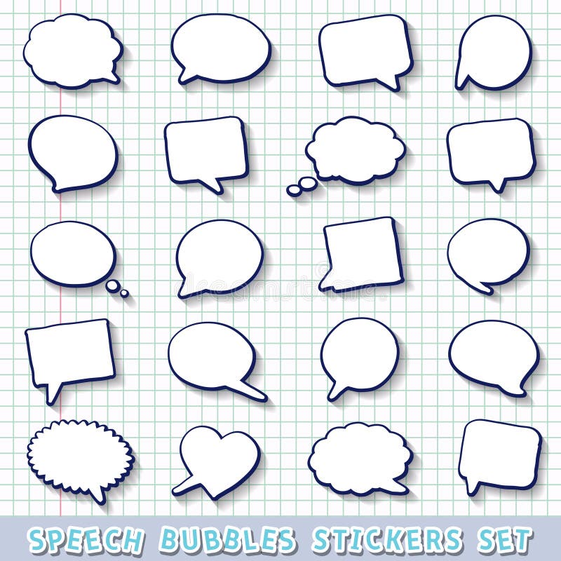 Hand Drawn Speech Bubbles Stickers Set Stock Illustration ...