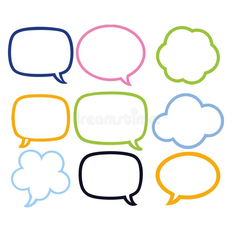 Flat Color Lineart Speech Bubble Illustrations for Digital Design ...