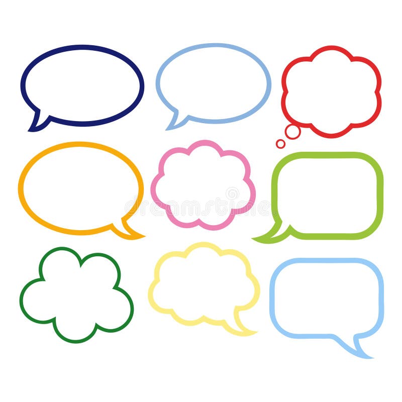 Flat Color Lineart Speech Bubble Illustrations for Digital Design ...