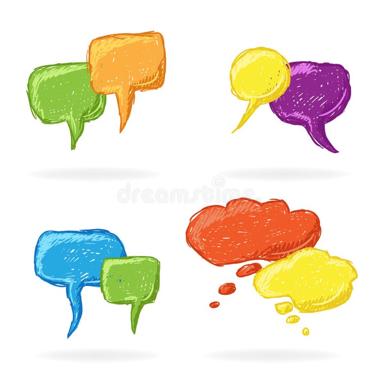 Hand Drawn Speech Double Bubbles Stock Vector - Illustration of sign ...