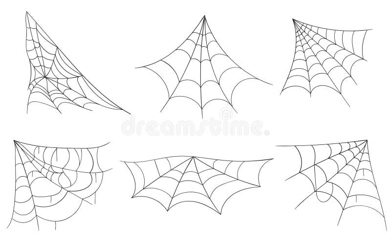 Hand Drawn Spider Web or Halloween Cobweb. Stock Vector - Illustration ...