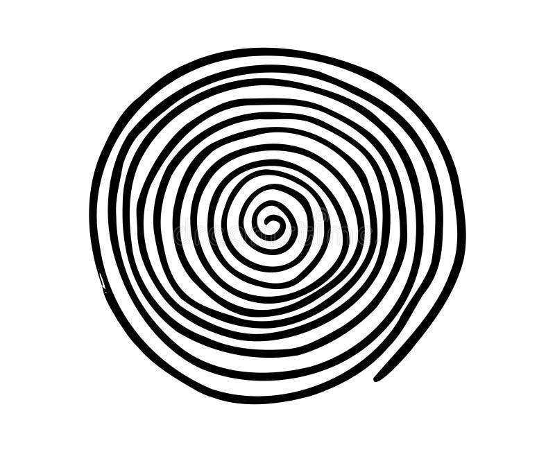 Hand Drawn Spiral Line Circle Doodle Texture. Modern Abstract Black ...
