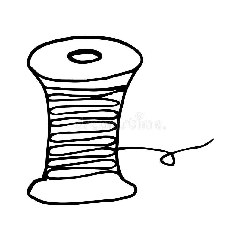 Hand Drawn Spool Thread Illustration. Spool of Thread for Needlework ...
