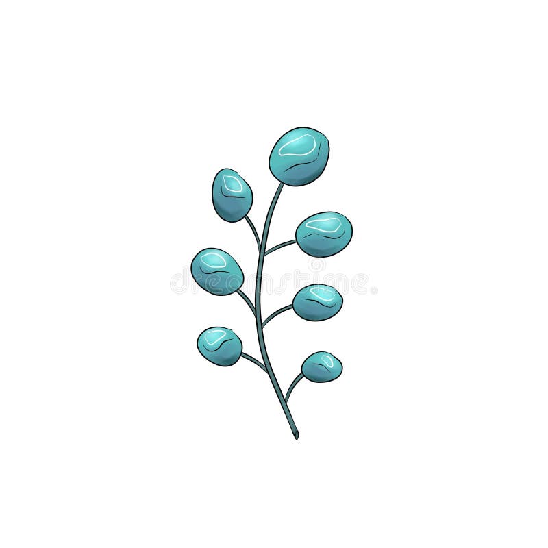 Hand Drawn Sprig of Blue Flowers Stock Illustration - Illustration of ...