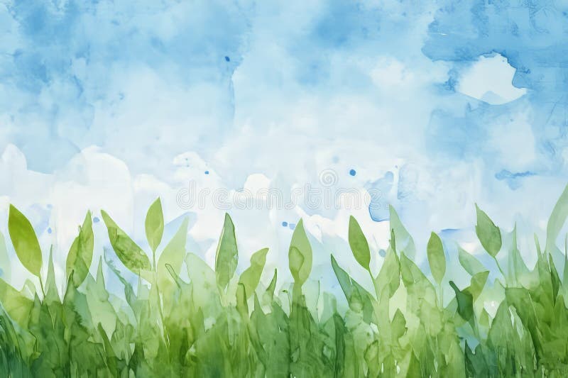 A Hand-drawn Spring Background Featuring Horizontal Light Blue and ...