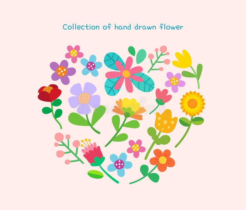 Hand Drawn Spring Flower Collection, Vector Illustration Stock ...