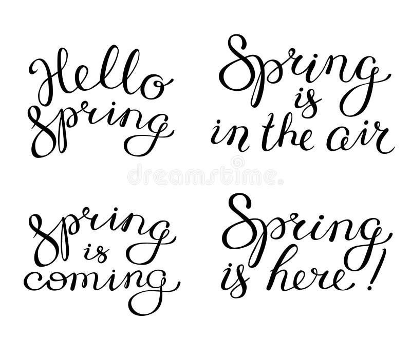 Spring is Coming Hand Drawn Lettering Inspirational Quote. Seasonal ...