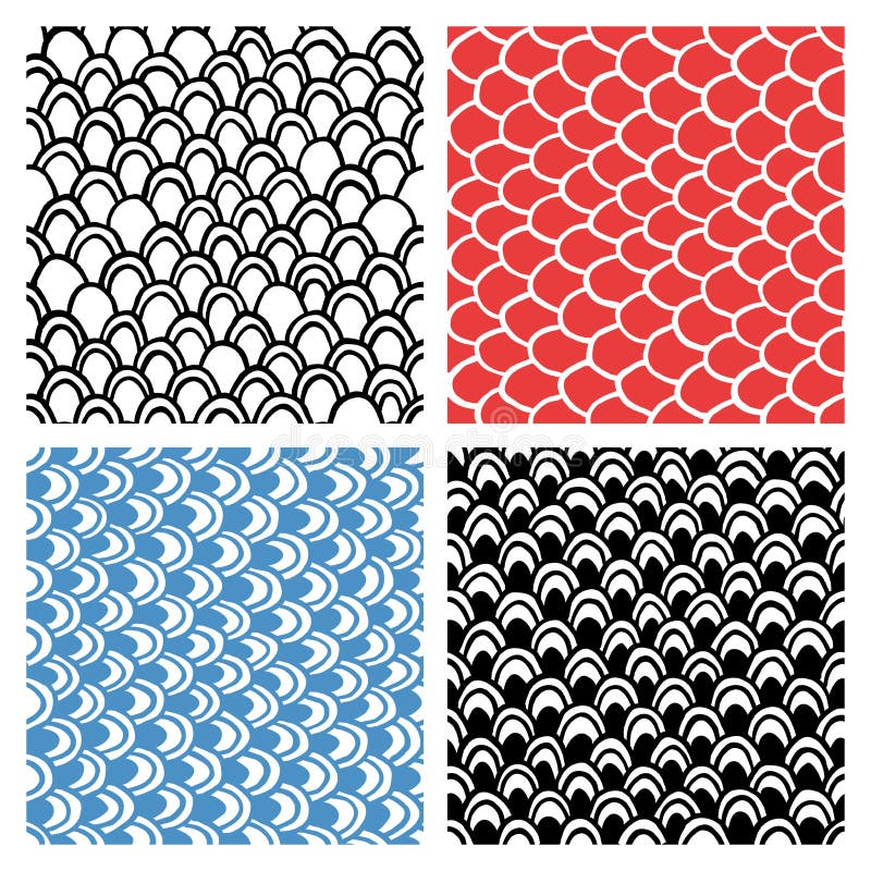Hand Drawn Squama Seamless Pattern. Vector Illustration Scales or ...