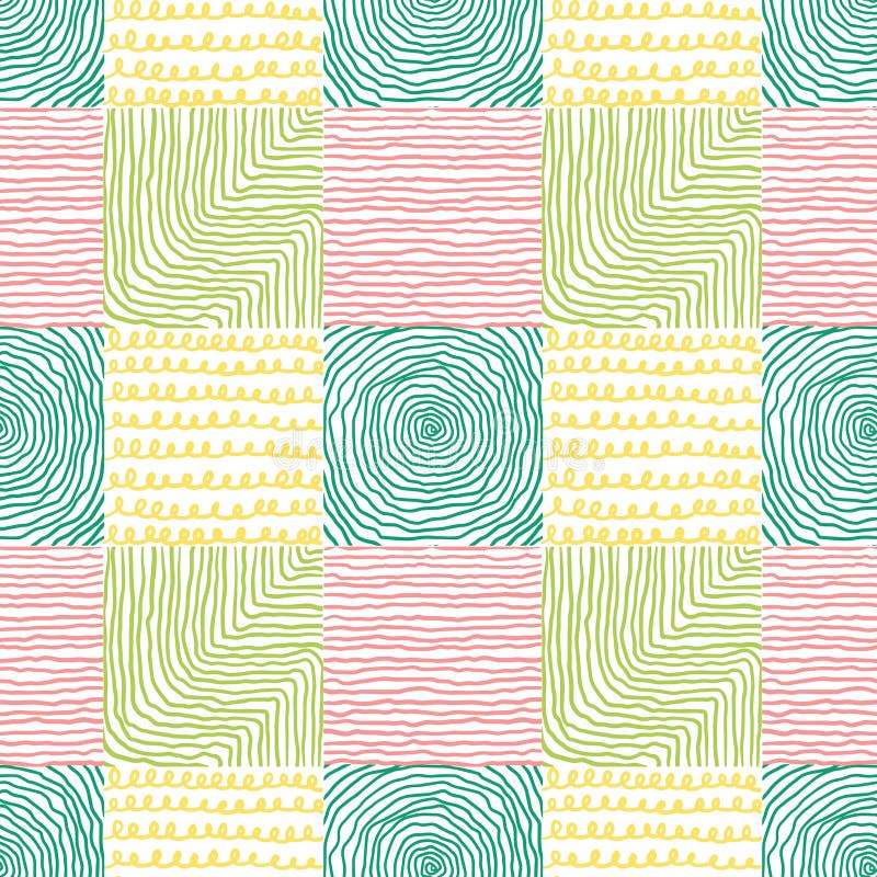 Hand-drawn Square Abstract Seamless Pattern of Set Curves. Vector ...
