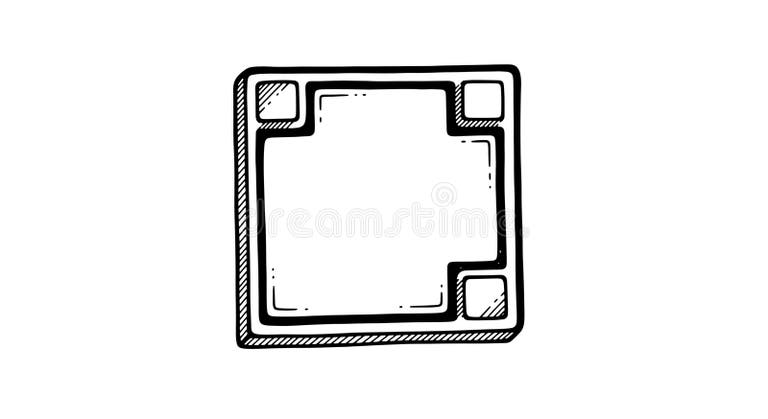 Hand Drawn Square Frame with Hatching Border and Rounded Corners Stock ...