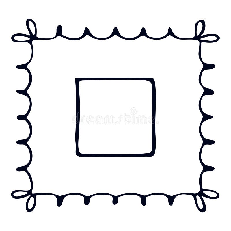Hand Drawn Square Frame with Looped Border Stock Illustration ...