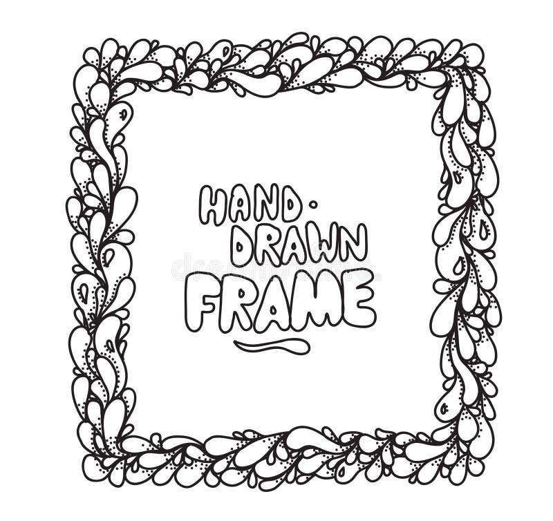 Hand Drawn Square Frame. Vector Design. Stock Vector - Illustration of ...