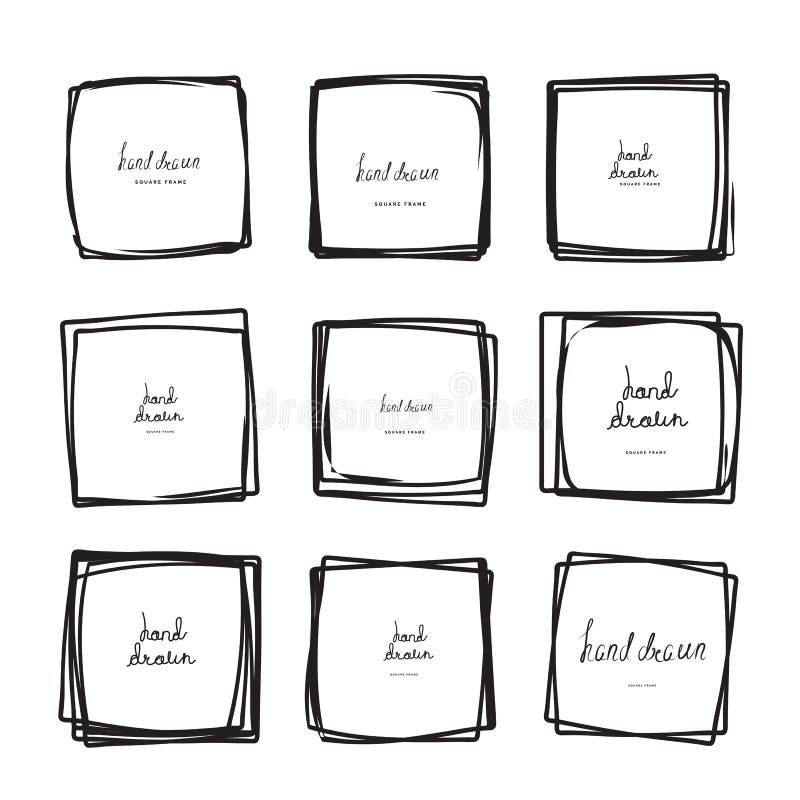 Hand Drawn Square Frames stock vector. Illustration of grunge - 119911558