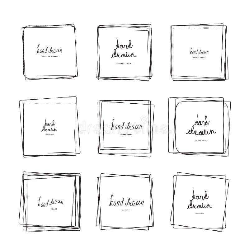 Hand Drawn Square Frames stock vector. Illustration of ballpoint ...