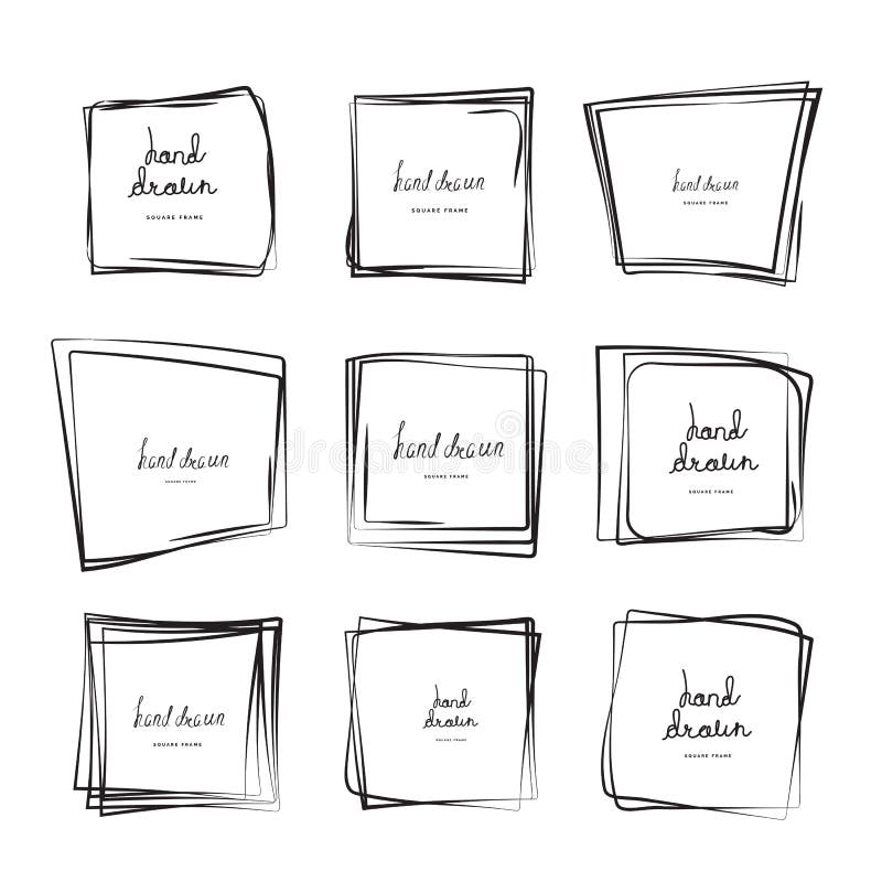 Hand Drawn Square Frames stock vector. Illustration of ballpoint ...