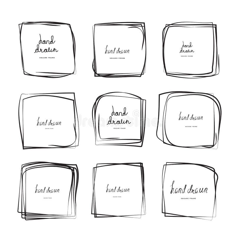 Hand Drawn Square Frames stock vector. Illustration of curve - 122517495
