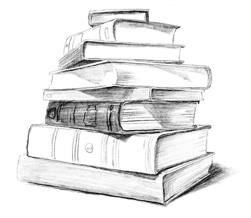 Hand Drawn stack of books stock illustration. Illustration of school ...