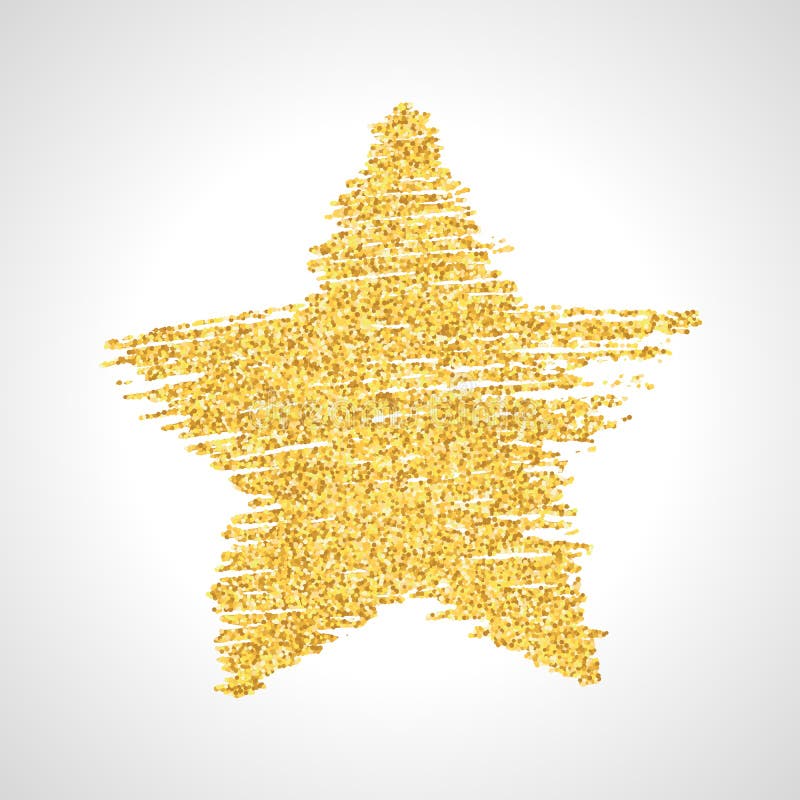 Hand Drawn Star with Gold Glitter Effect Stock Vector - Illustration of ...