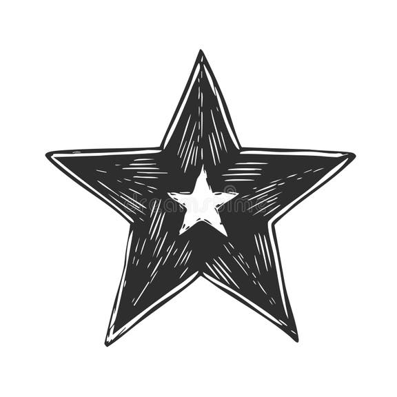Hand-Drawn Star with Inner Star Silhouette Illustration. Artistic ...