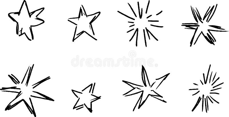 Hand-Drawn Star Shapes Collection Stock Illustration - Illustration of ...