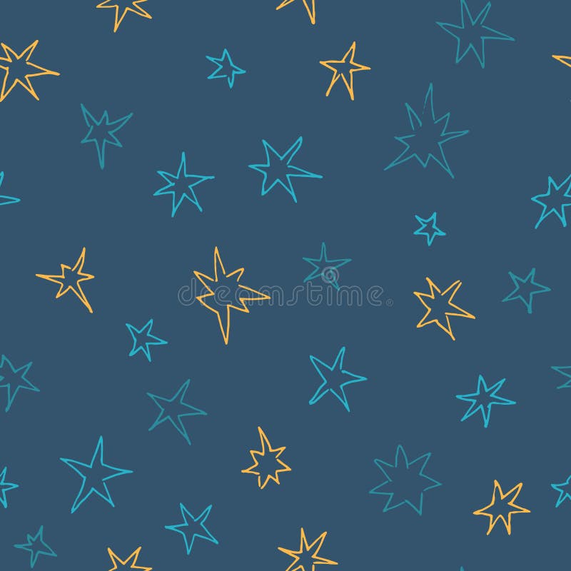 Hand Drawn Stars Doodle Seamless Pattern. Vector Illustration Design ...