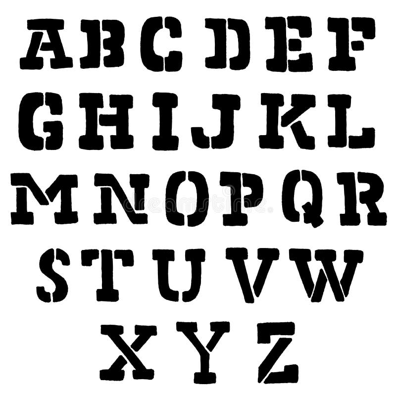 Hand Drawn Stencil Font Collection Stock Vector - Illustration of music ...