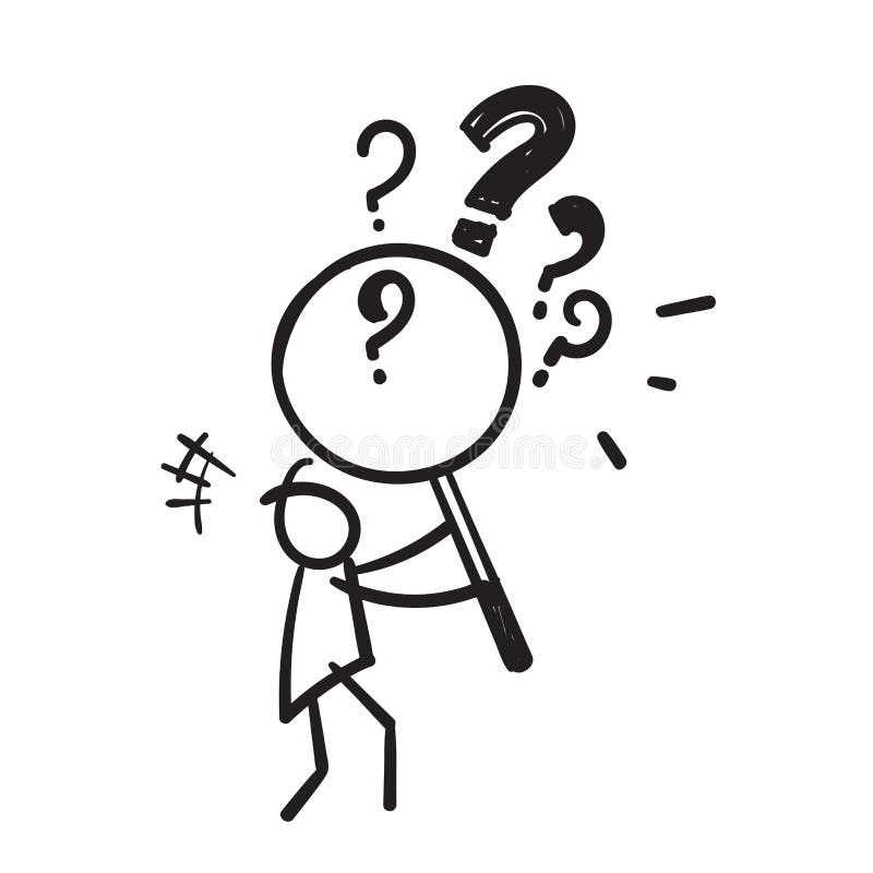 Hand Drawn Stick Figure Magnifying Glass and Looking through it at ...
