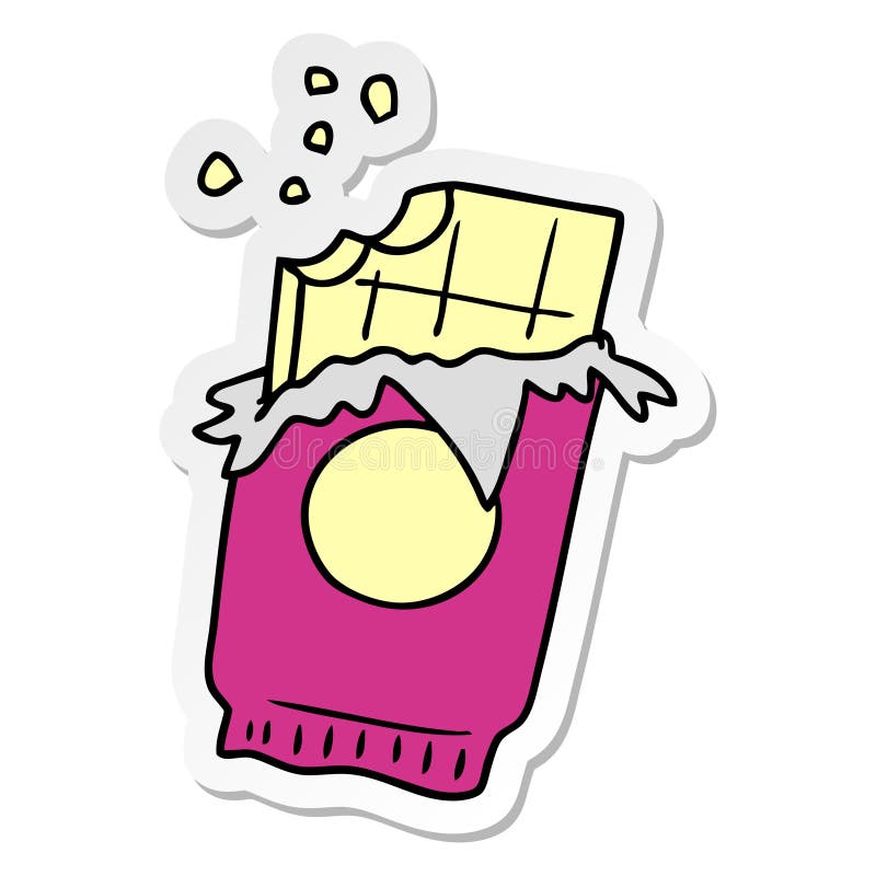 Hand Drawn Sticker Cartoon Doodle of a Bar of Chocolate Stock Vector ...