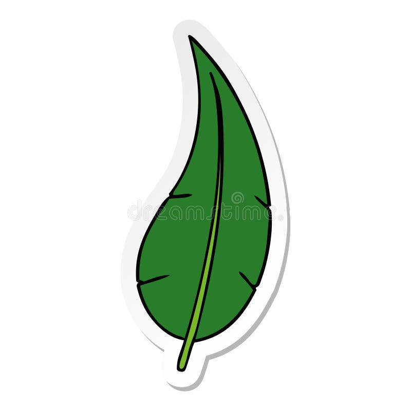 Hand Drawn Sticker Cartoon Doodle of a Green Long Leaf Stock Vector ...