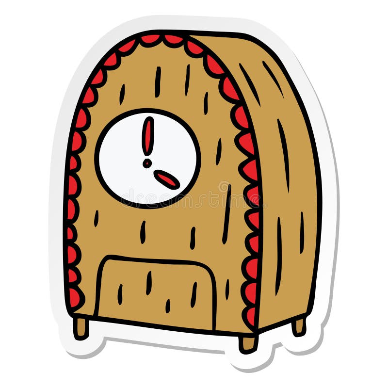 Hand Drawn Sticker Cartoon Doodle of an Old Fashioned Clock Stock ...