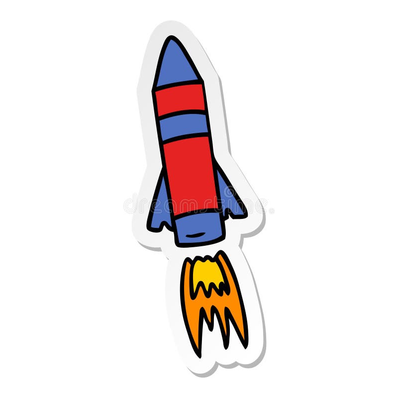Hand Drawn Sticker Cartoon Doodle of a Space Rocket Stock Vector ...