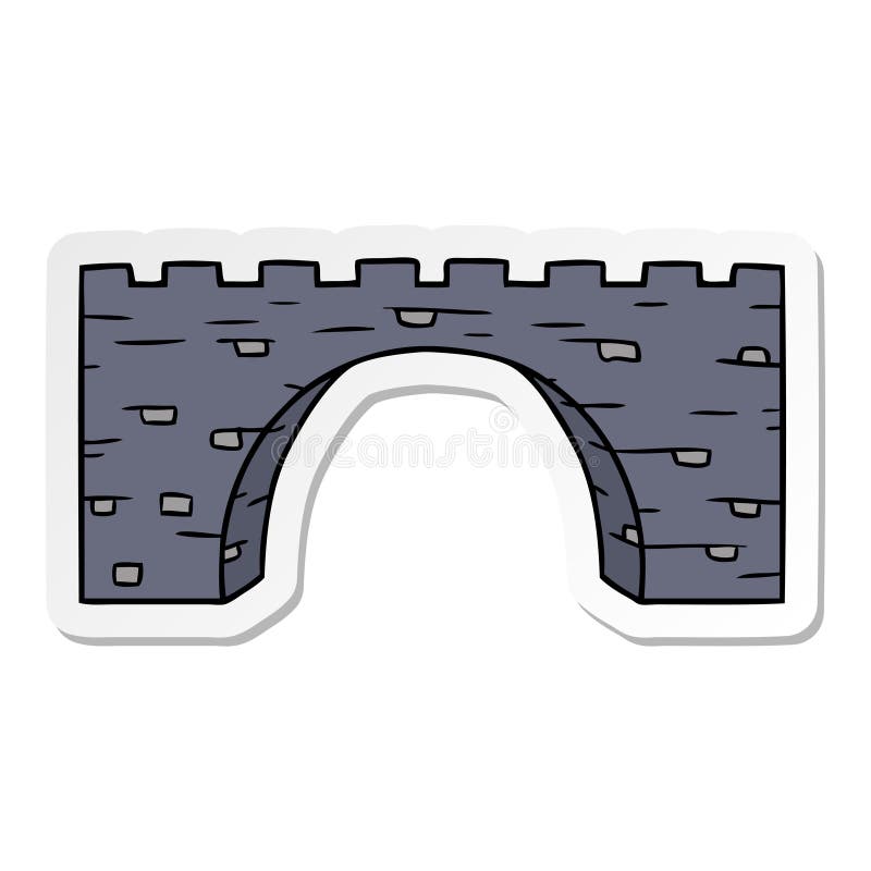 Hand Drawn Sticker Cartoon Doodle of a Stone Bridge Stock Vector ...