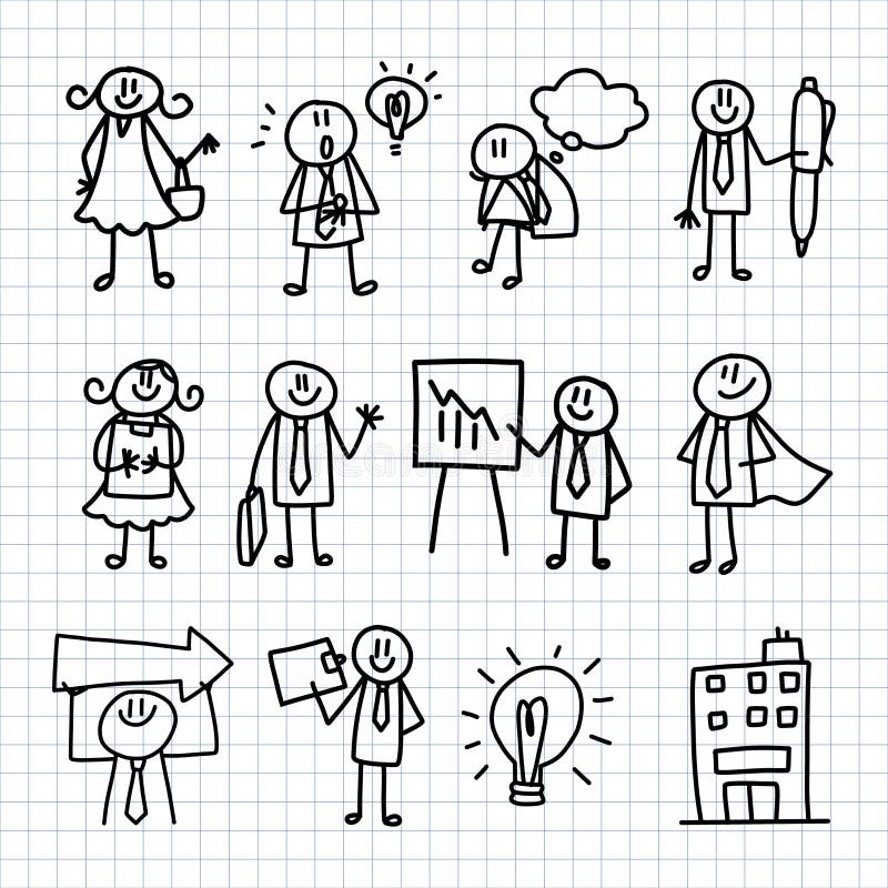 Hand Drawn Stickman Set Vector Illustration. Stock Vector ...