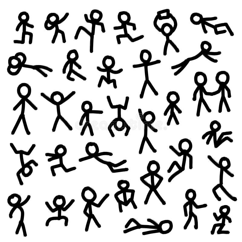 Hand Drawn Stickman Set, Isolated on White Background Stock Vector ...