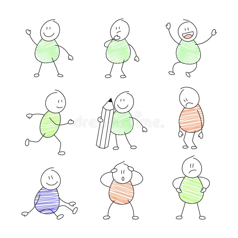 Hand Drawn Stickman Set Vector Illustration. Stock Vector ...