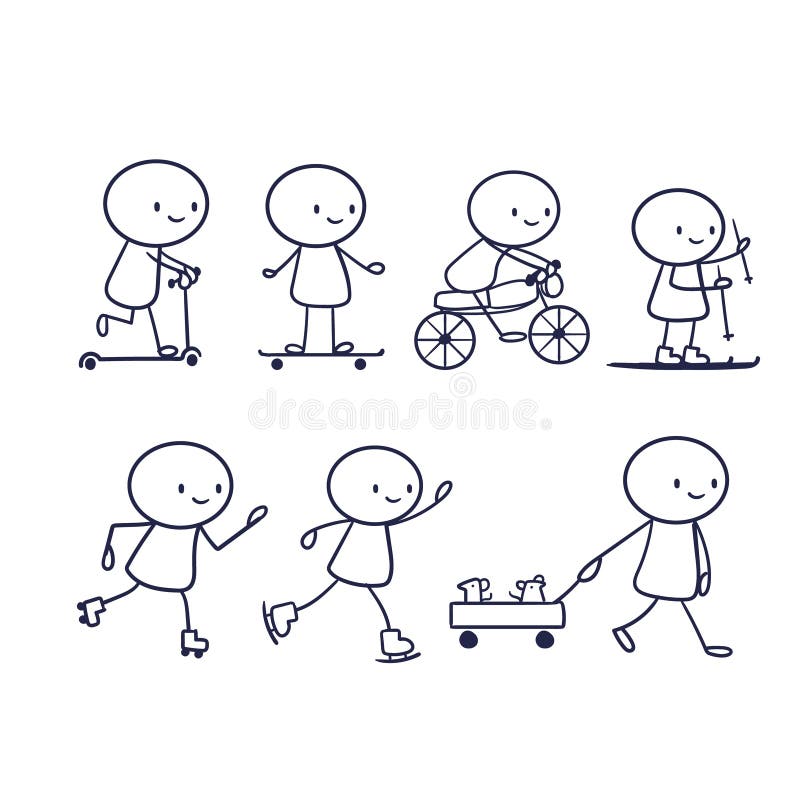 Hand Drawn Stickman Set Vector Illustration. Stock Vector ...