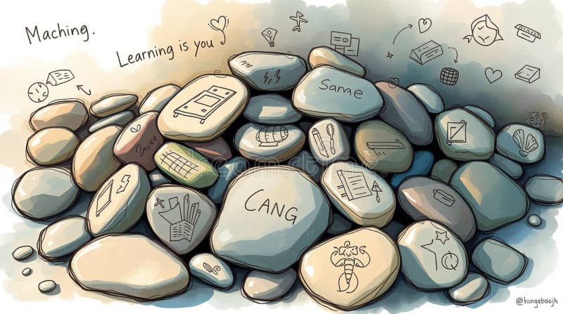Hand-drawn Stones with Inspiring Messages, Perfect for Educational ...
