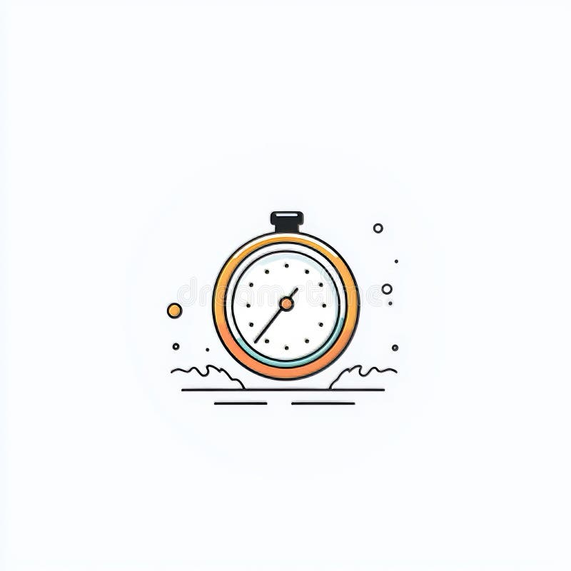 A Hand-drawn Stopwatch Clock Icon in Doodle Style, Representing Time ...