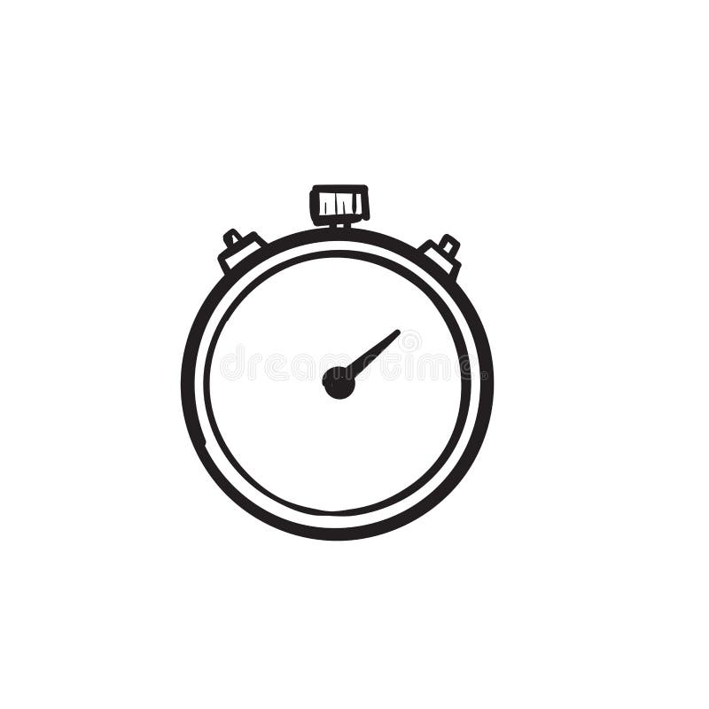 Hand Drawn Stopwatch Timer Icon Vector Flat Design Doodle Style Stock ...