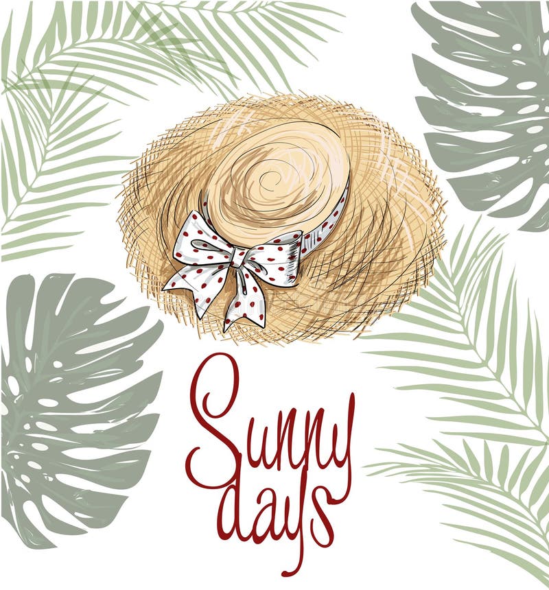 Hand Drawn Straw Hat Template Stock Vector - Illustration of band, dots ...