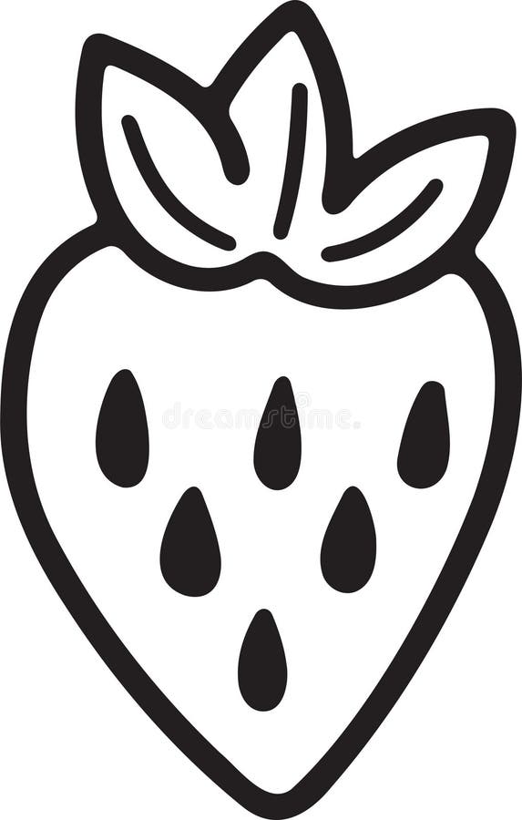 Hand Drawn Strawberry in Flat Style Stock Vector - Illustration of ...