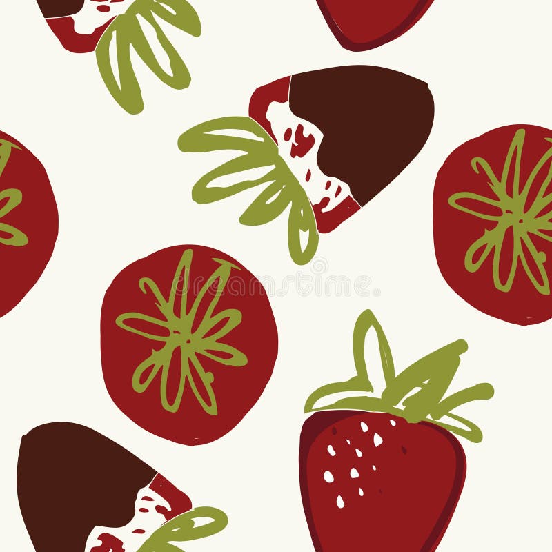 Hand Drawn Strawberry Modern Seamless Pattern for Your Design. Stock ...