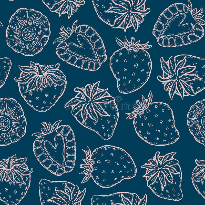 Hand Drawn Strawberry Seamless Pattern Stock Vector - Illustration of ...