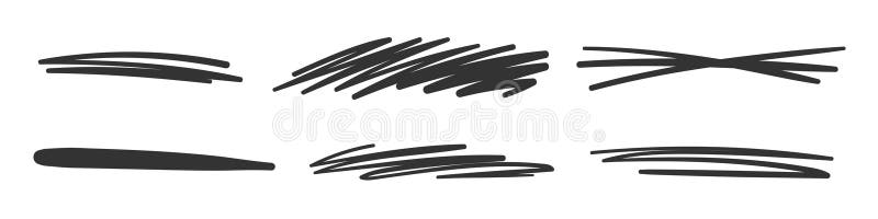 Hand Drawn Strikethrough Lines Set. Diverse Collection of Freehand ...