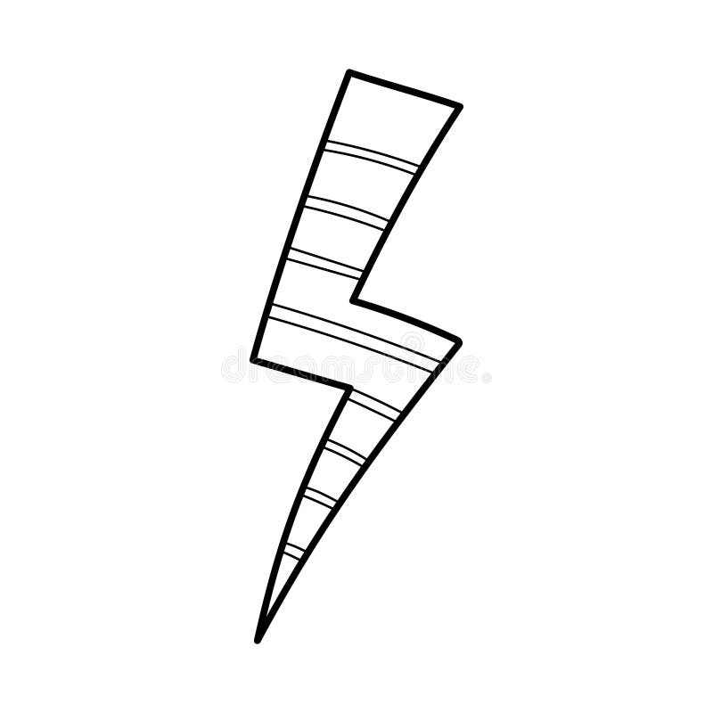 Hand Drawn Striped Electric Lightening Stock Vector - Illustration of ...