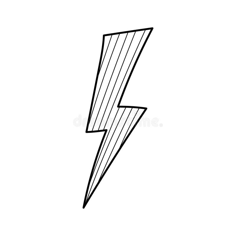 Hand Drawn Striped Electric Lightening Stock Vector - Illustration of ...